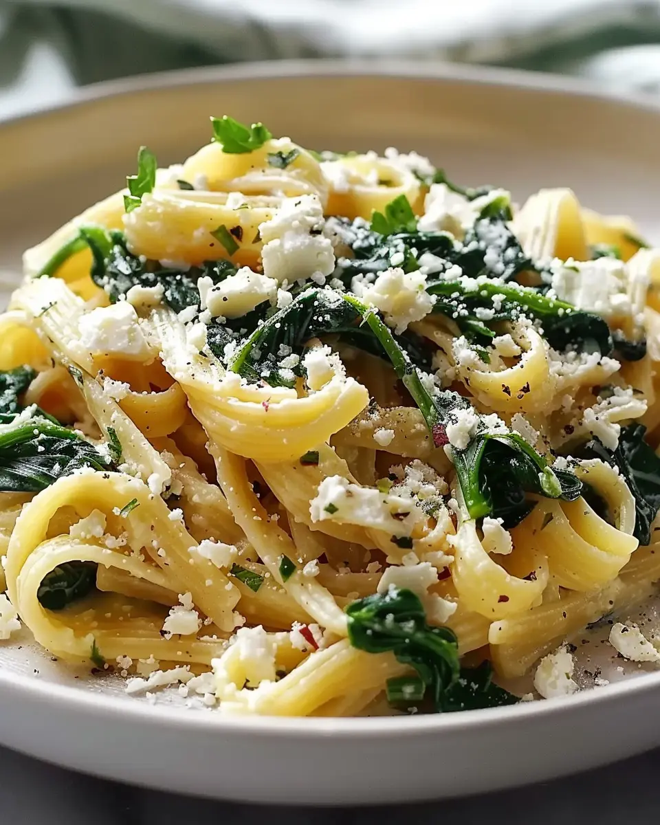 quick spinach and feta pasta