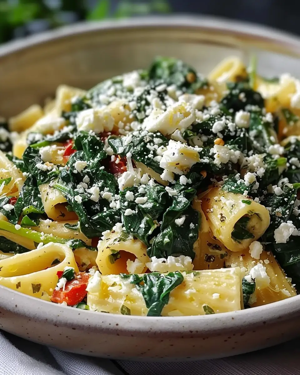 quick spinach and feta pasta