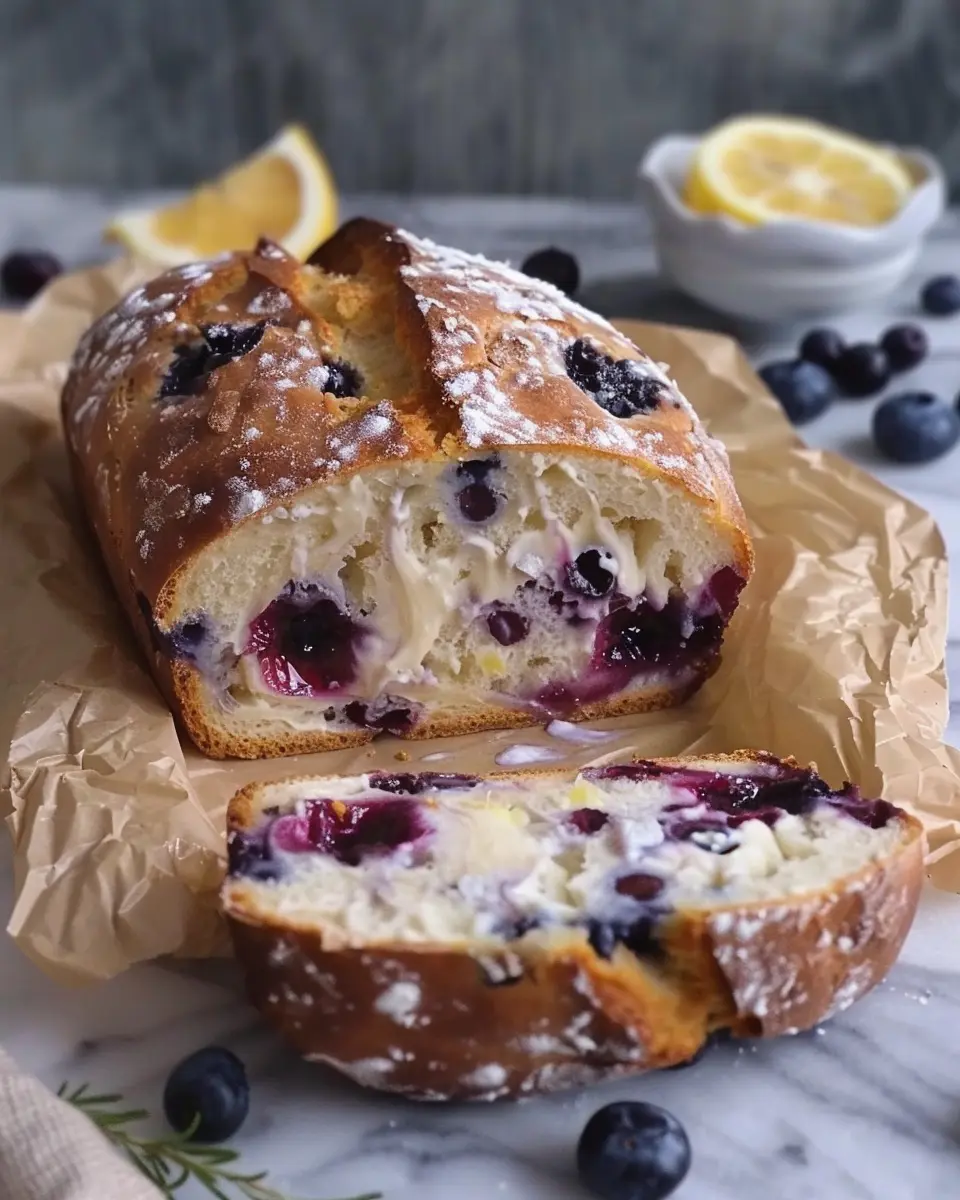 blueberry lemon cream cheese sourdough loaf